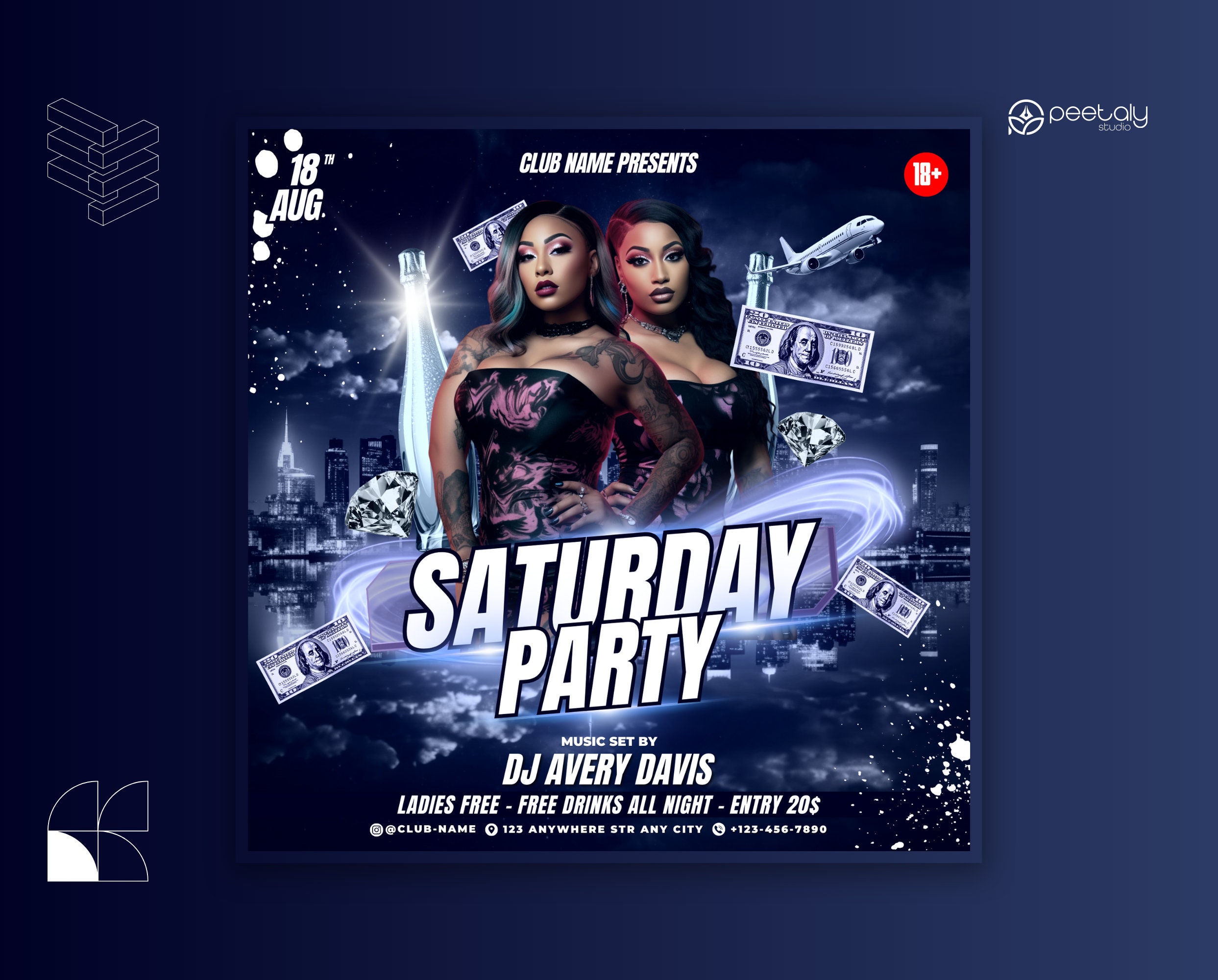 Editable Club Flyer Template for Canva DIY Event Flyer Party - Etsy