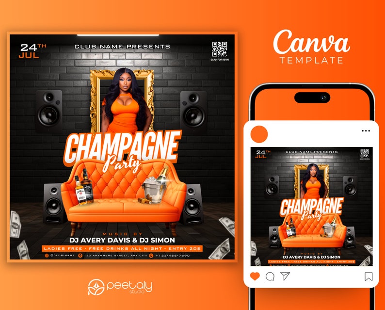 Editable Club Flyer Template for Canva, DIY Event Flyer, Party Flyer ...