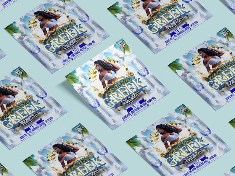 Editable Greek Fever Party Flyer Template, DJ Invite (canva) - Etsy