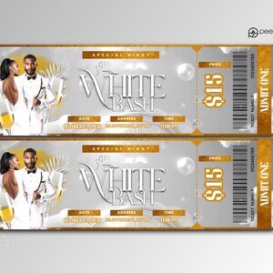 All White Party Ticket Template, Editable Event Invitation (digital ...