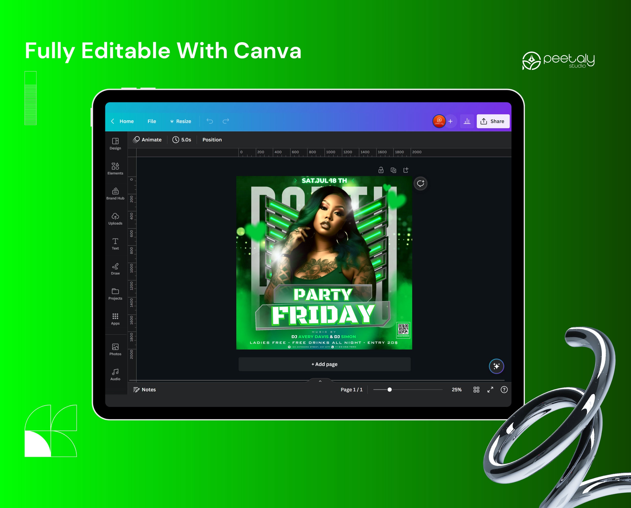 Animated Editable Club Flyer Template for Canva, DIY Event Flyer, Party ...