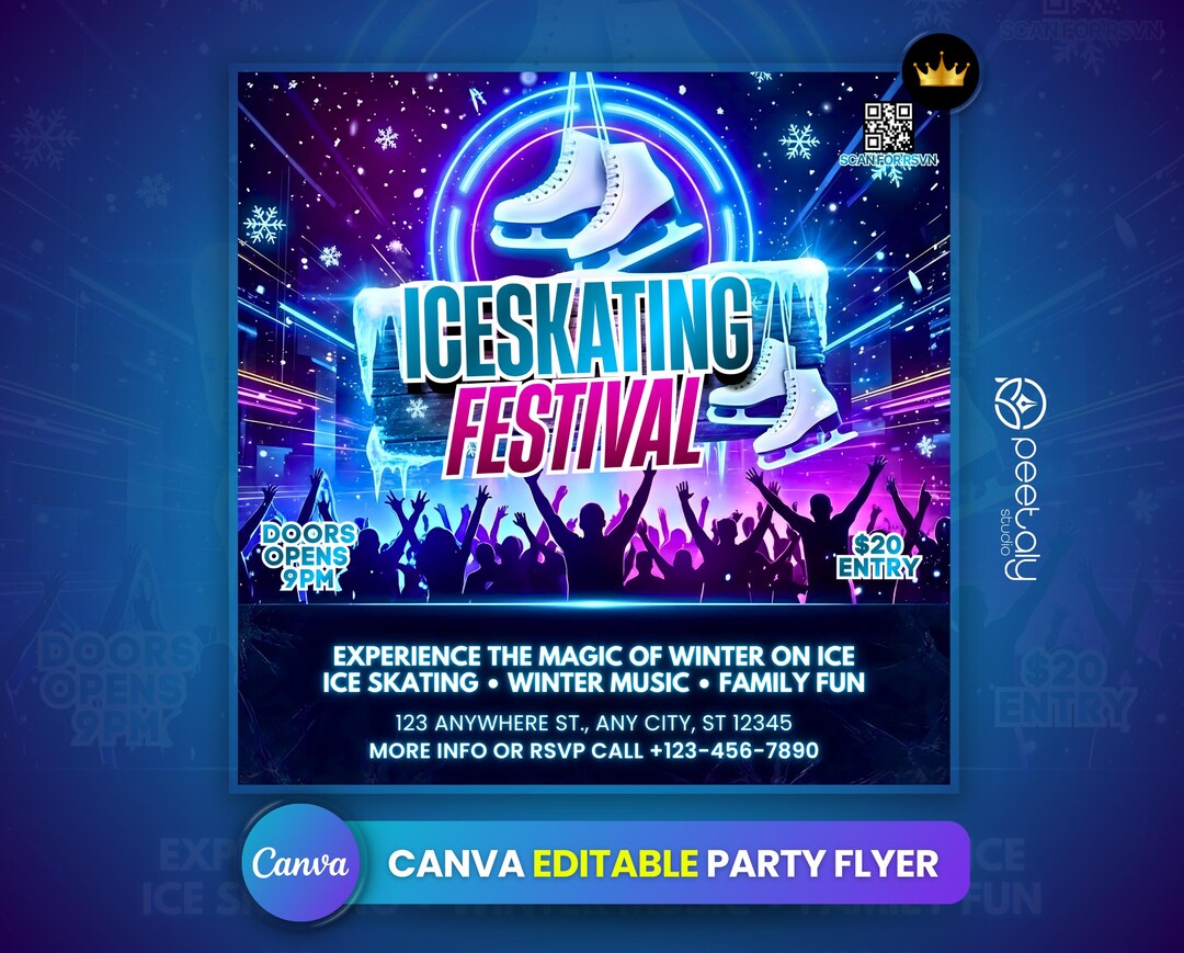 Ice Skating Festival Flyer Template, Winter Event Poster L Canva ...