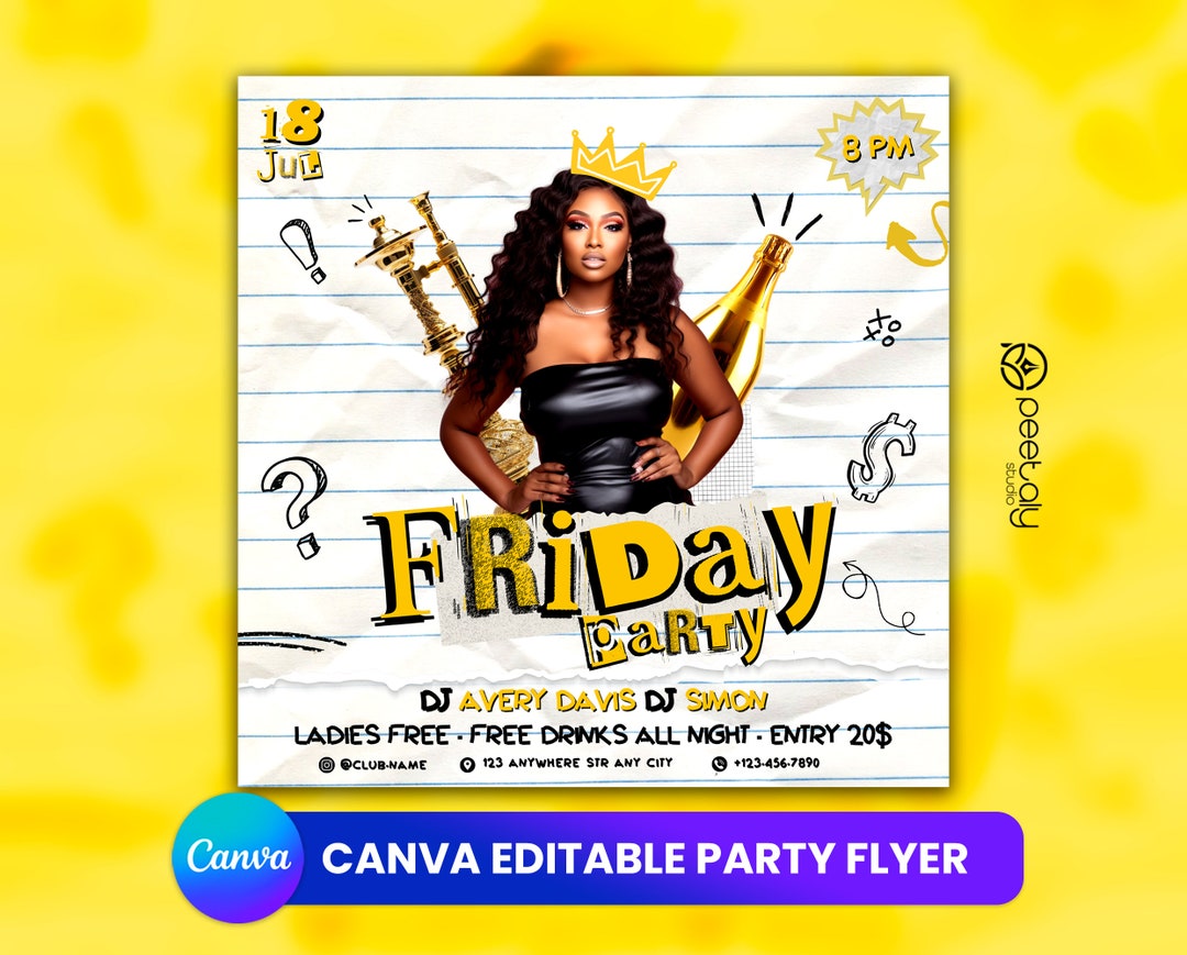 Animated Editable Club Flyer Template for Canva, DIY Event Flyer, Party ...