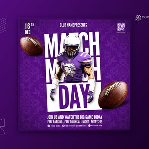 Game Day Football Flyer Template for Canva, DIY Event Flyer, Party ...