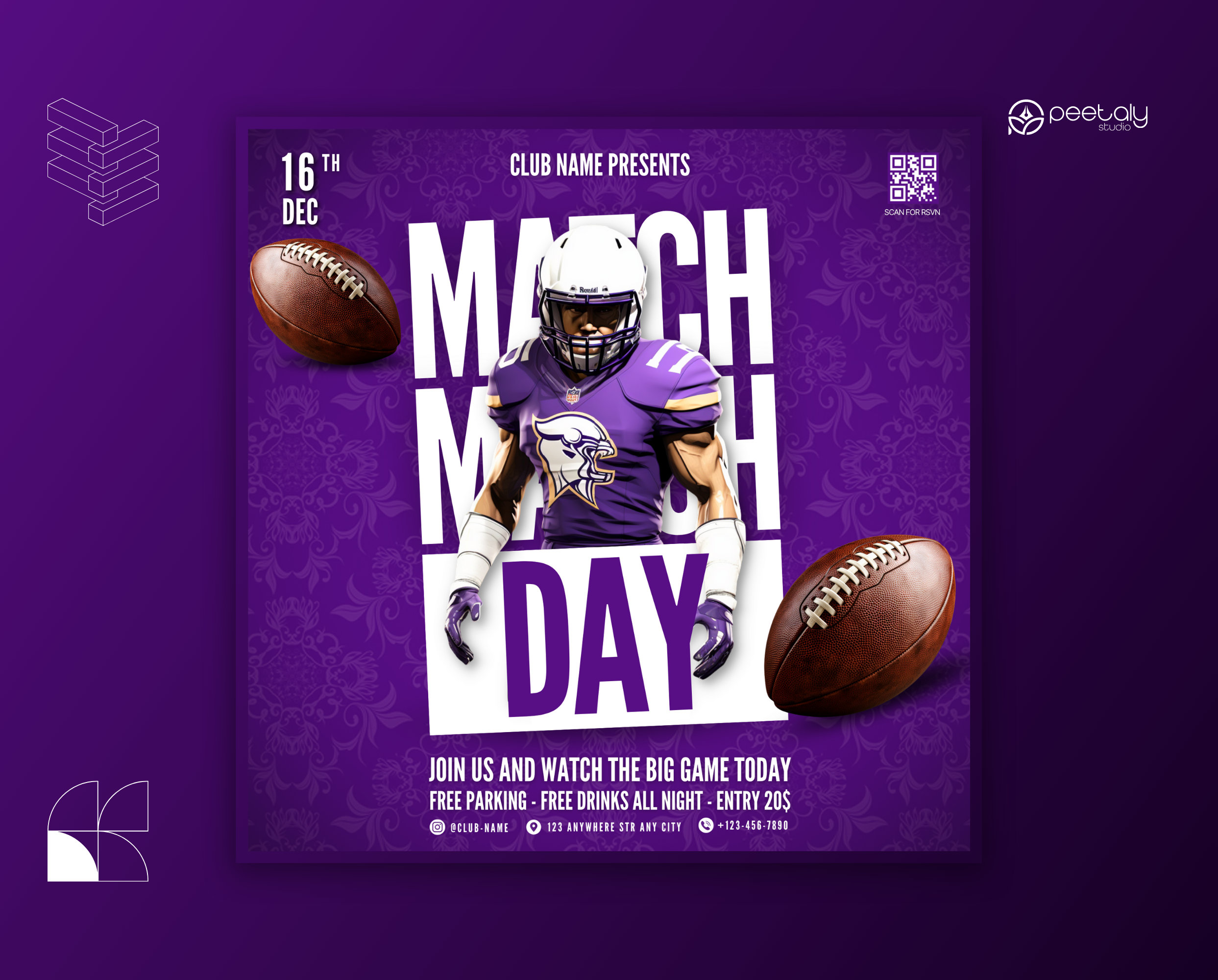 Game Day Football Flyer Template for Canva DIY Event Flyer - Etsy