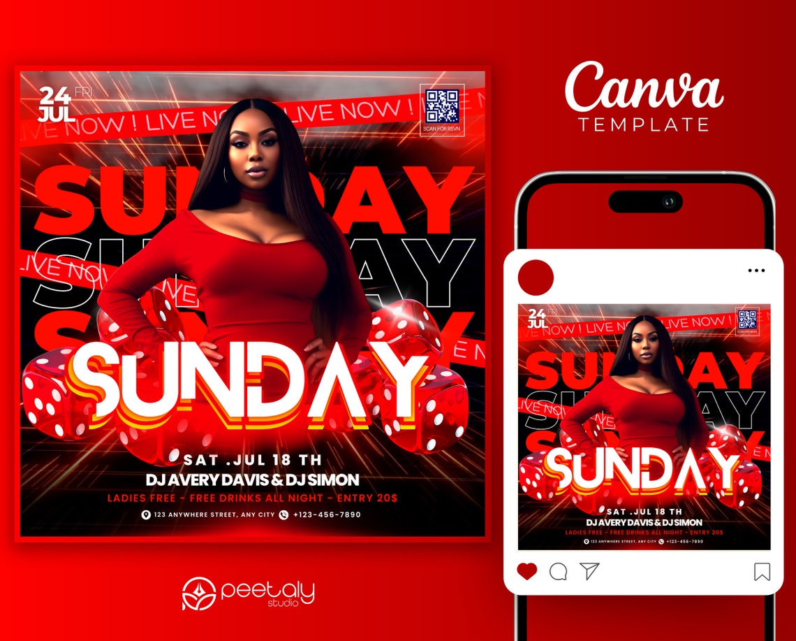 Animated Editable Club Flyer Template for Canva, DIY Event Flyer, Party ...