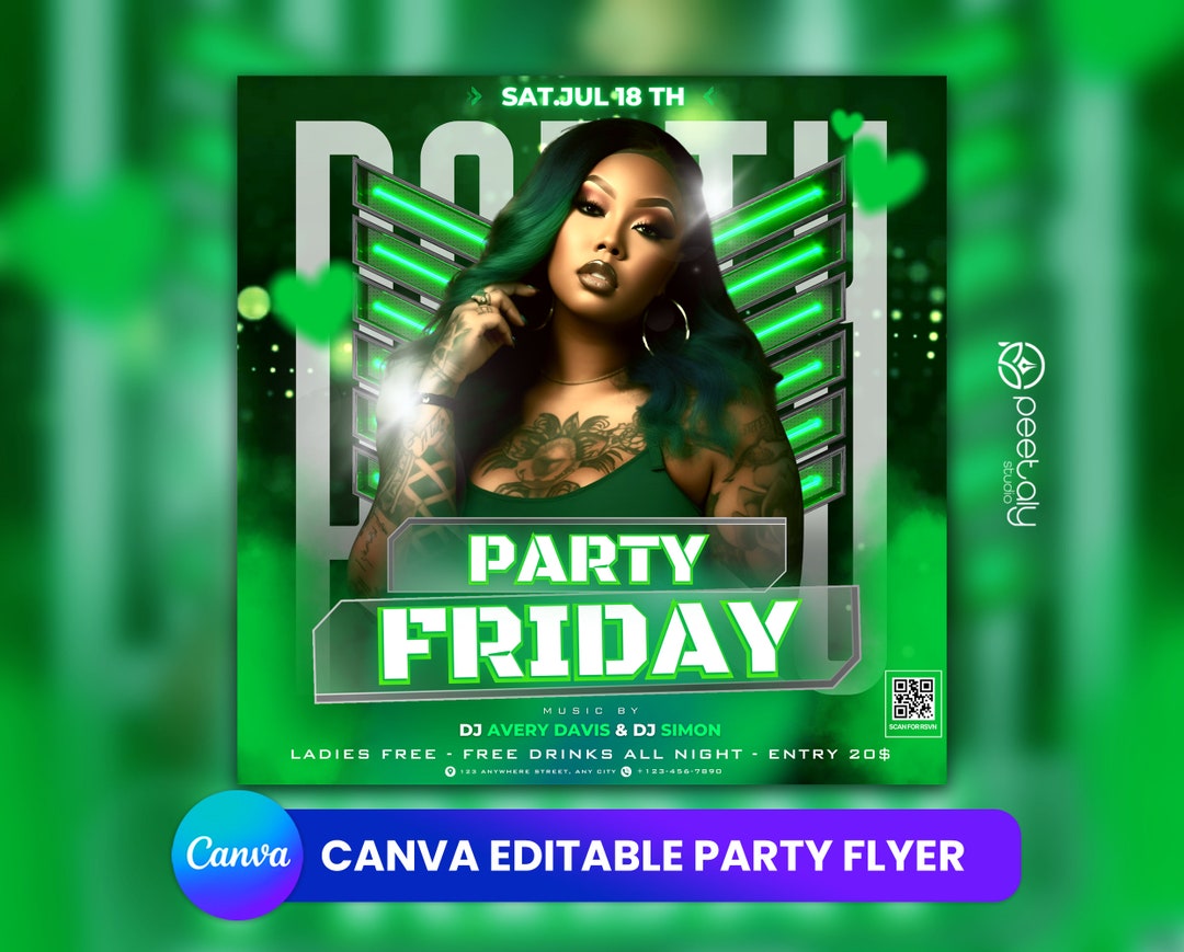Animated Editable Club Flyer Template for Canva, DIY Event Flyer, Party ...