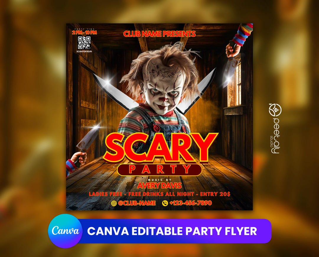 Editable Spooky Halloween Party Flyer, Social Media Template (canva) - Etsy
