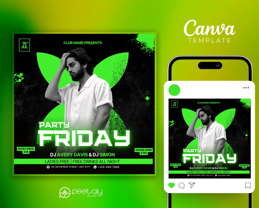 Editable Club Flyer Template for Canva DIY Event Flyer Party - Etsy