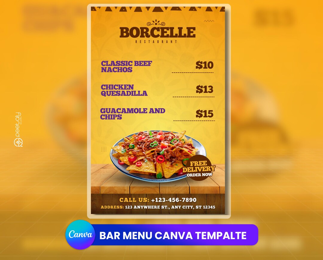 Editable Bar Menu Canva, Canva Bar Menu, Customizable Bar Menu, DIY Bar ...