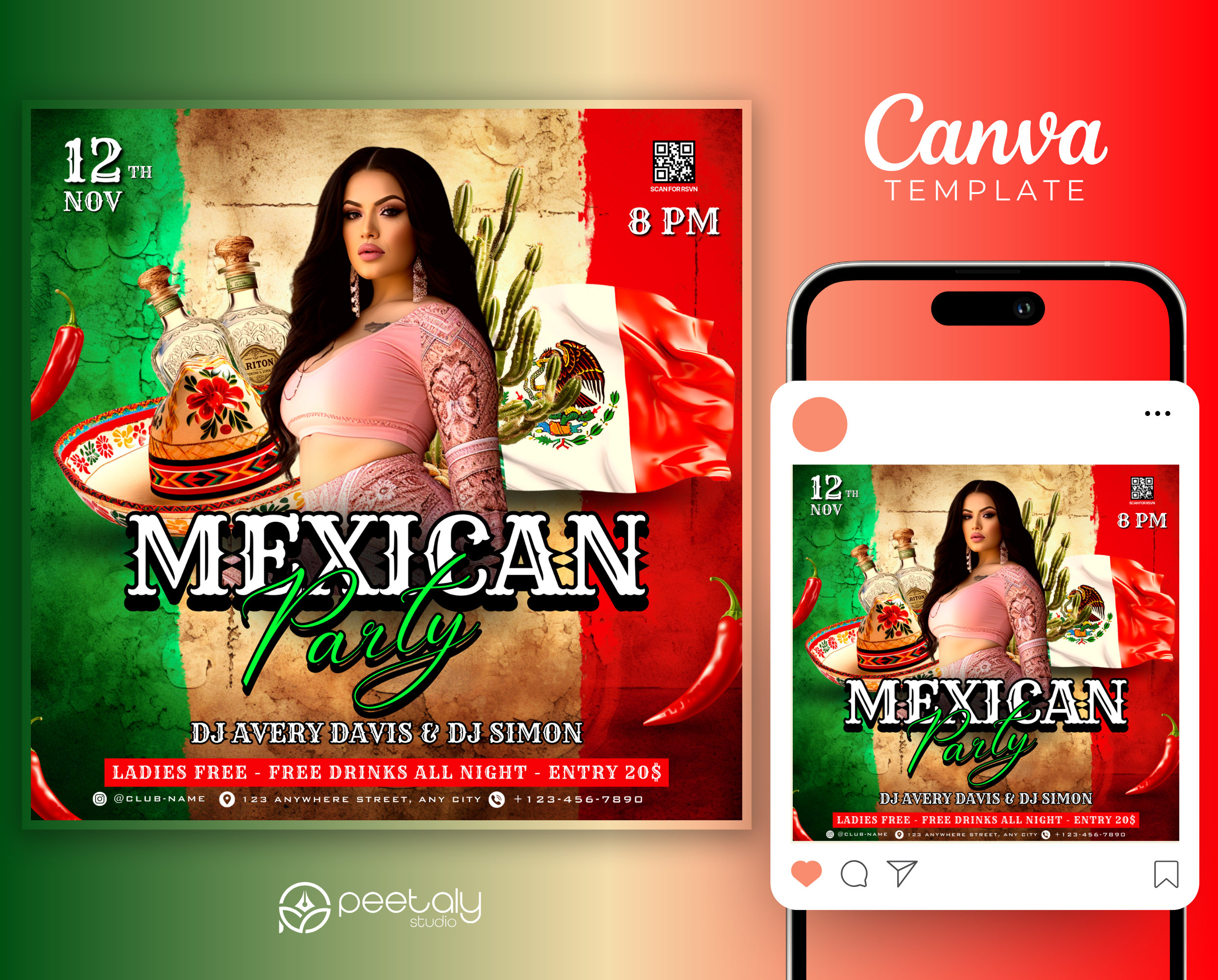 Editable Cinco De Mayo Party Flyer Template, Mexican Club Event (canva ...