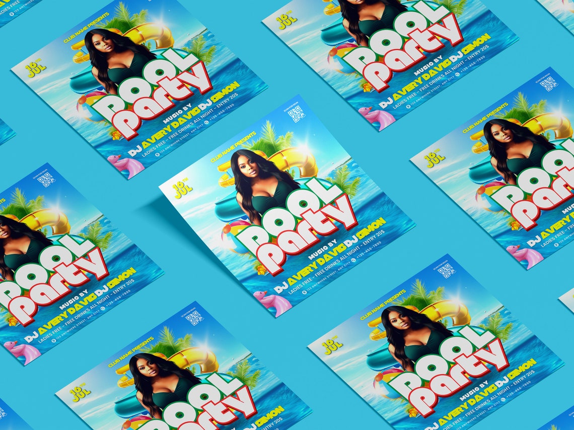 Pool Party Flyer Social Media Pool Party Announcement - Etsy