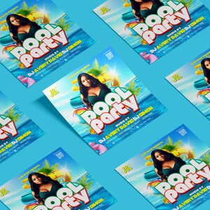 Pool Party Flyer, Social Media Pool Party Announcement Editable Summer ...