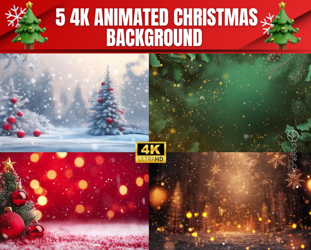 5 4K Animated Christmas Backgrounds, Christmas Canva Background ...