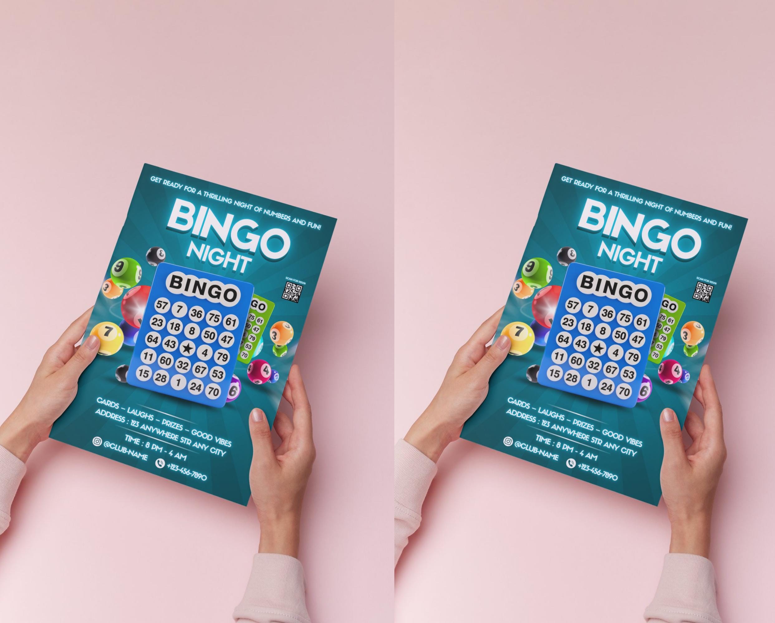 Bingo Night Flyer – Editable Canva Party Event Template (digital ...