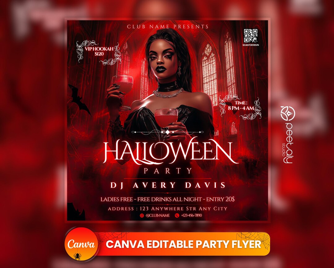 Editable Halloween Party Flyer, Spooky Canva Template - Etsy