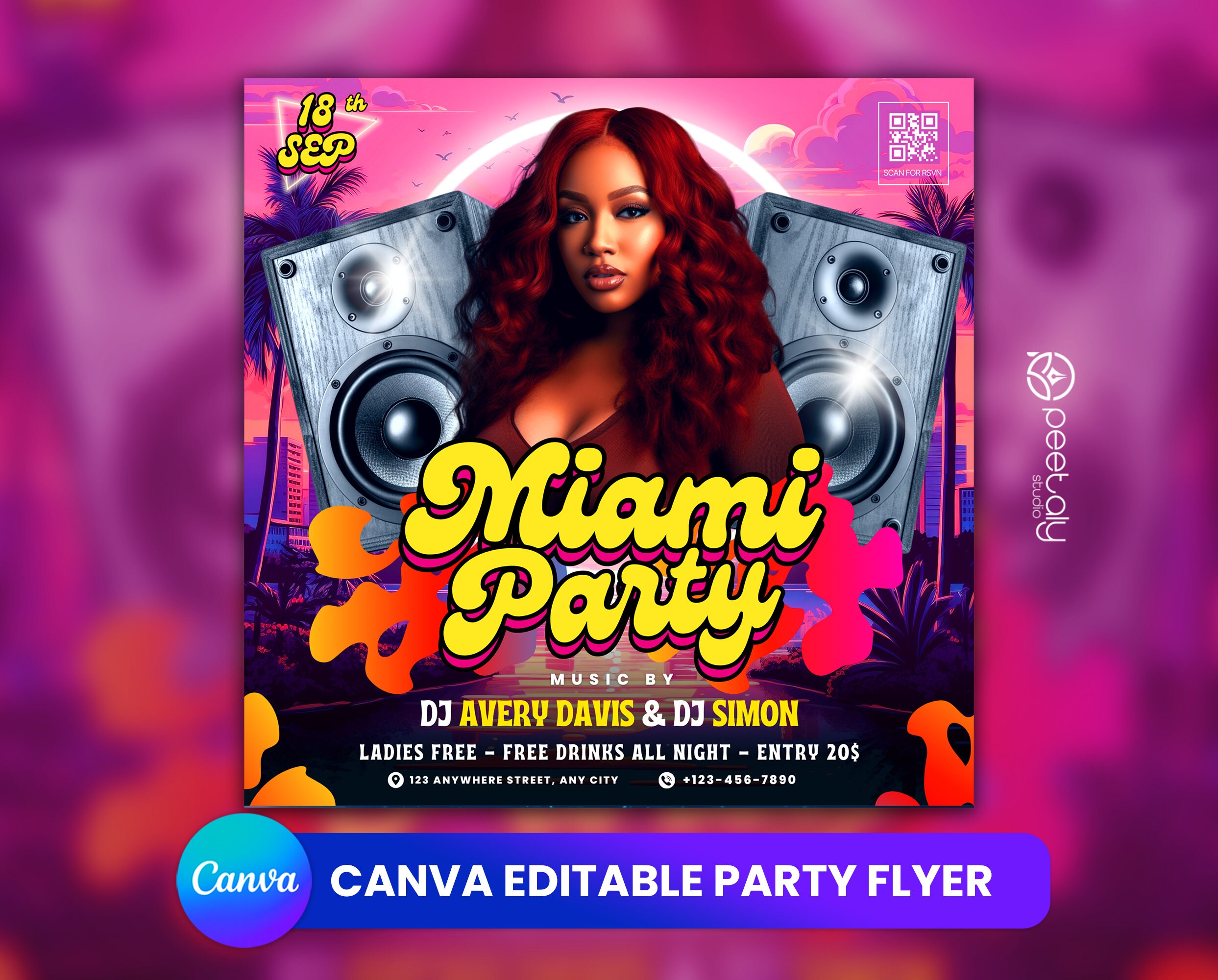 Editable Club Flyer Template for Canva DIY Event Flyer Party - Etsy