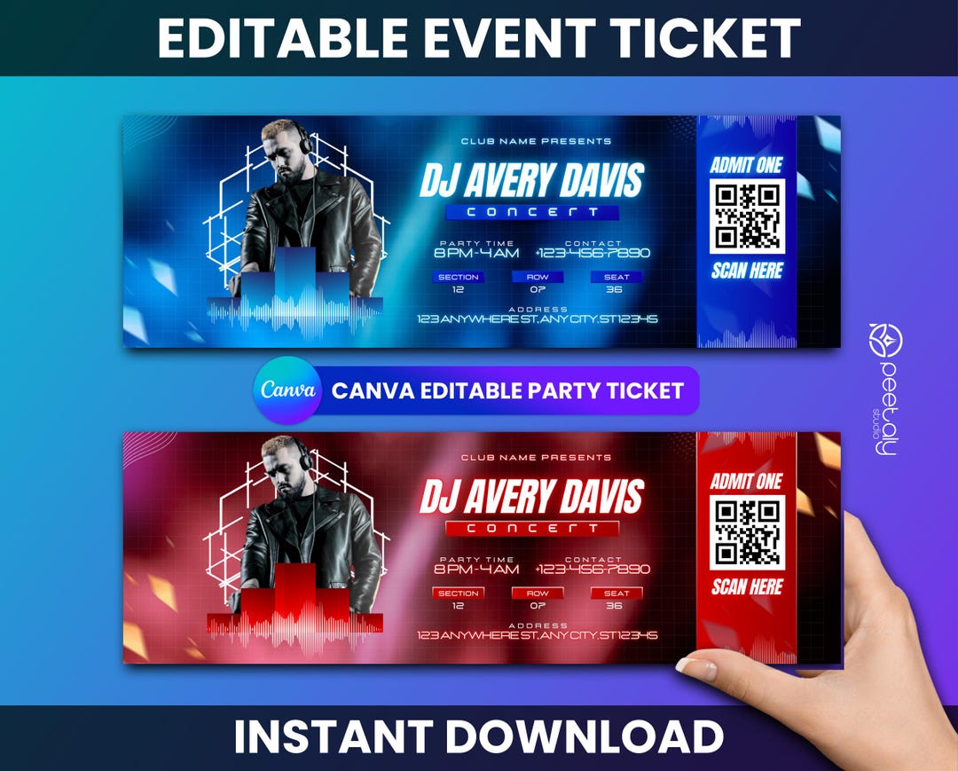 Editable Concert Ticket Template, Custom Event Pass (digital Download ...