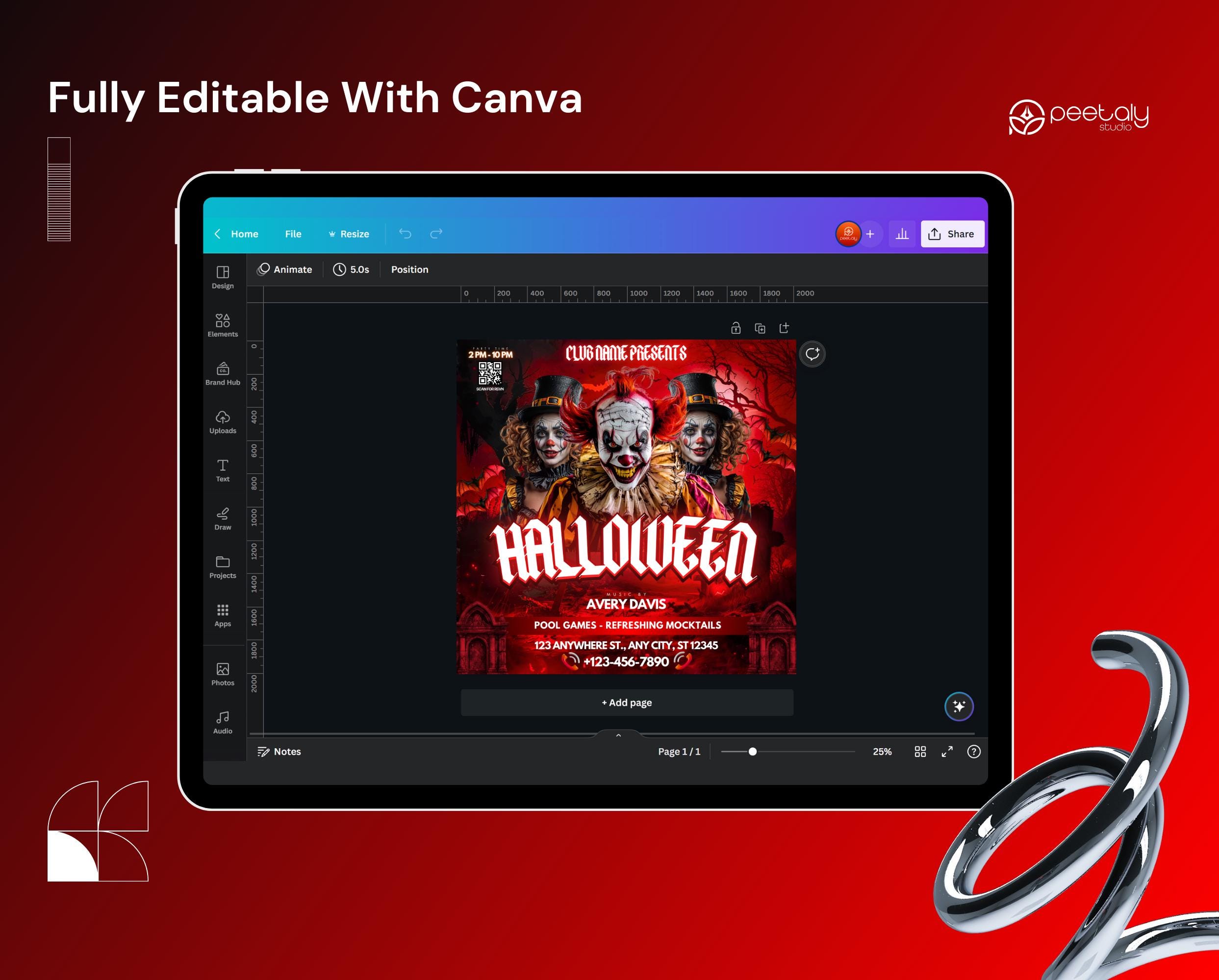 Halloween Party Flyer, Spooky Social Media Template (canva) - Etsy