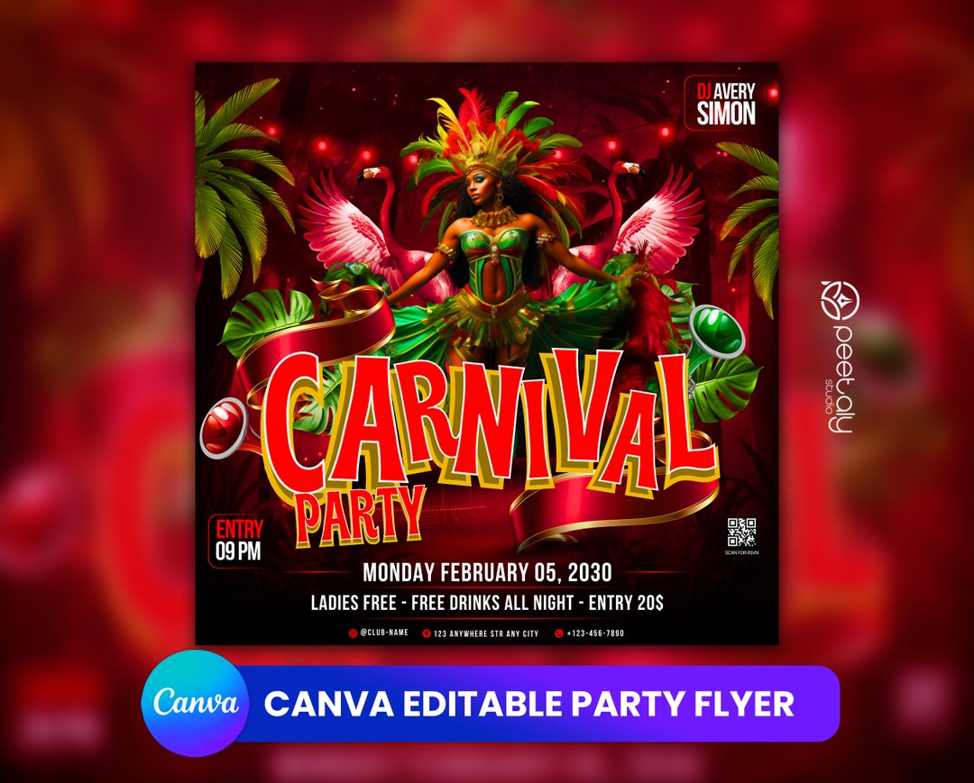 Editable Carnival Flyer Template for Canva, DIY Event Flyer, Party ...