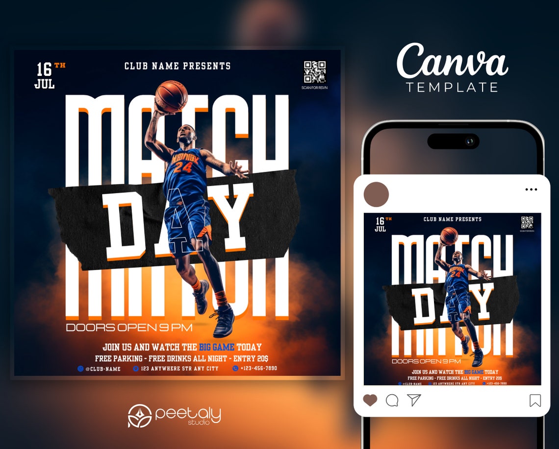 Game Day Basketball Flyer Template for Canva, Watch Party Flyer, Party ...