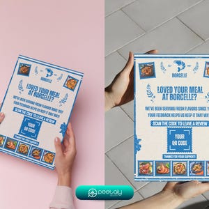 Custom Restaurant QR Code Review Flyer | Canva Editable - Etsy