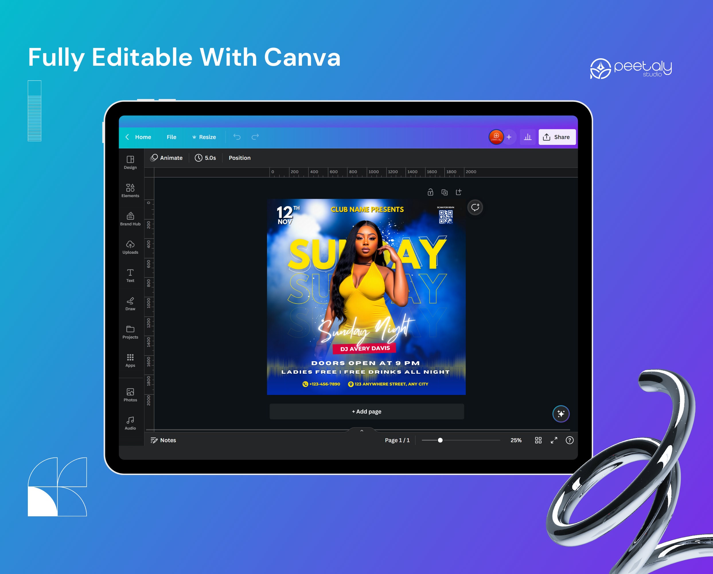 Editable Club Flyer Template for Canva, DIY Event Flyer, Party Flyer ...