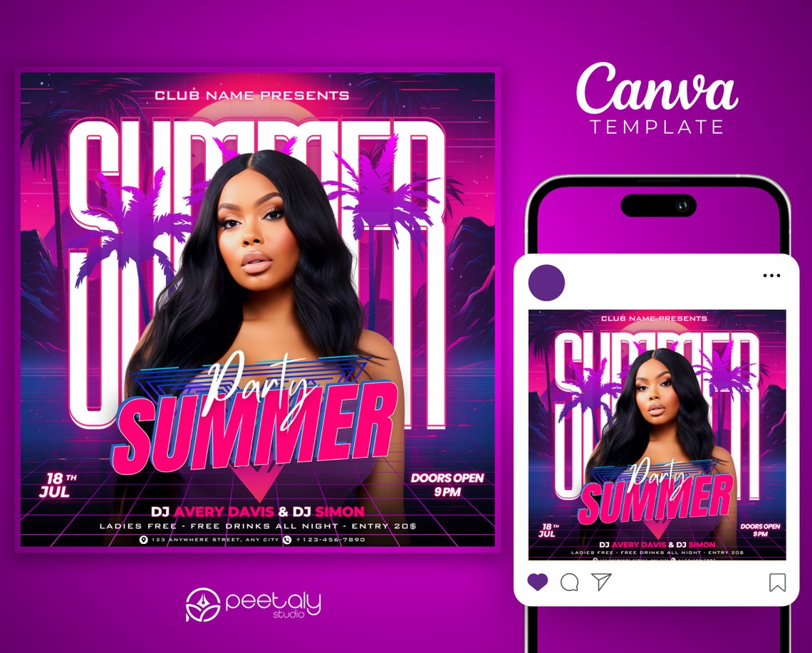 Editable Club Flyer Template for Canva DIY Event Flyer Party - Etsy