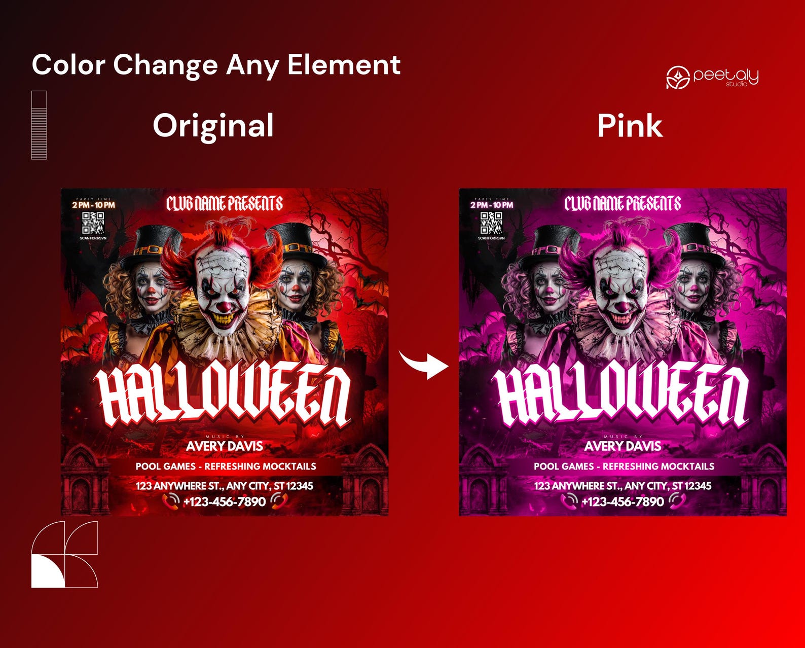 Halloween Party Flyer, Spooky Social Media Template (canva) - Etsy