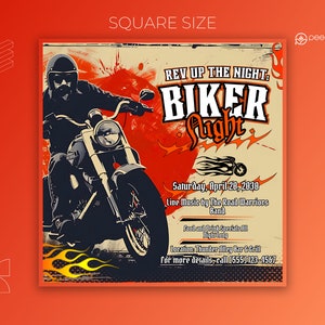 Editable Biker Night Party Flyer Template, Canva (digital Download) - Etsy