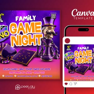 Game Night Party Flyer, Social Media Announcement (canva Template) - Etsy
