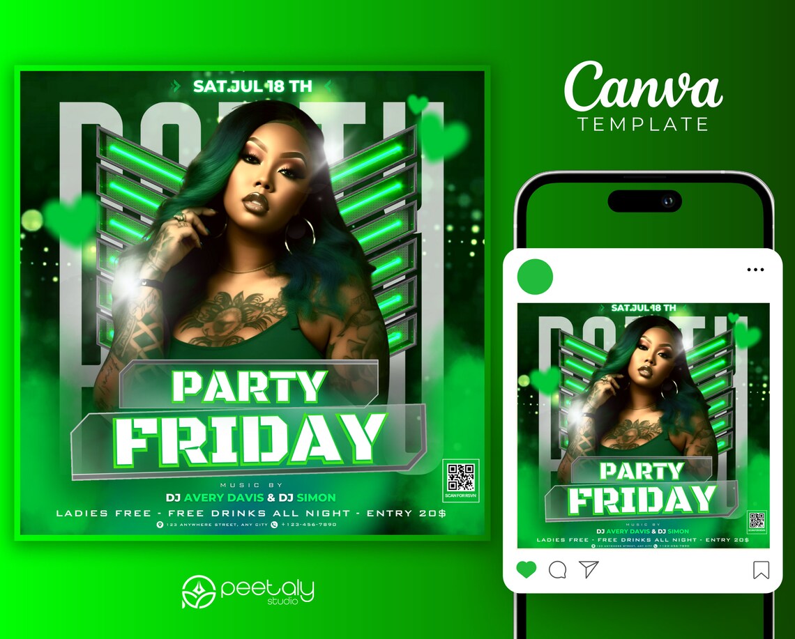 Animated Editable Club Flyer Template for Canva, DIY Event Flyer, Party ...