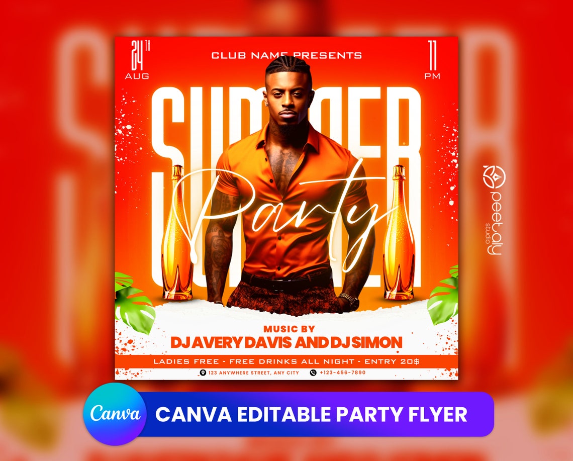 Editable Club Flyer Template for Canva DIY Event Flyer Party - Etsy