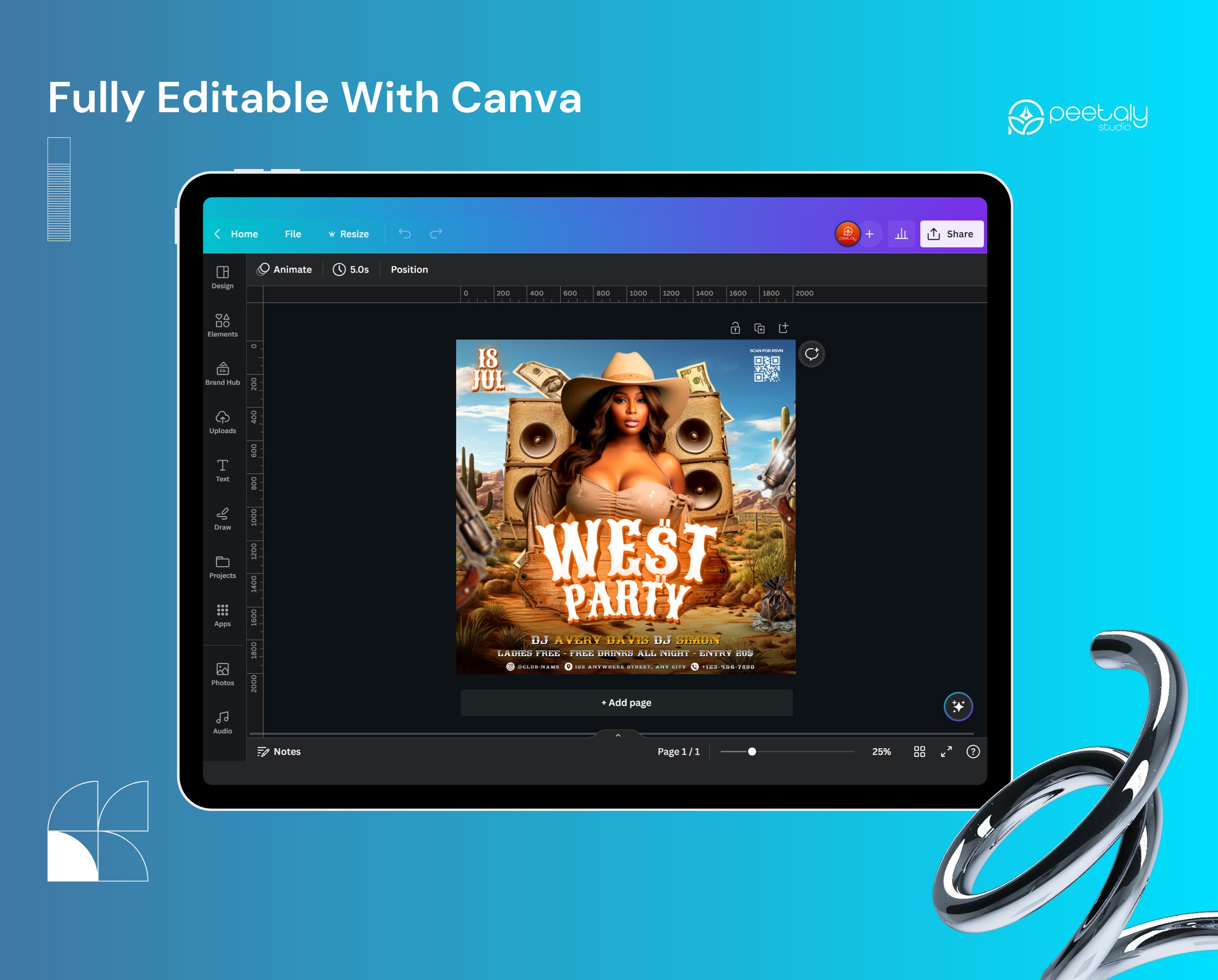 Western Pool Party Flyer, Social Media Announcement (canva Template) - Etsy