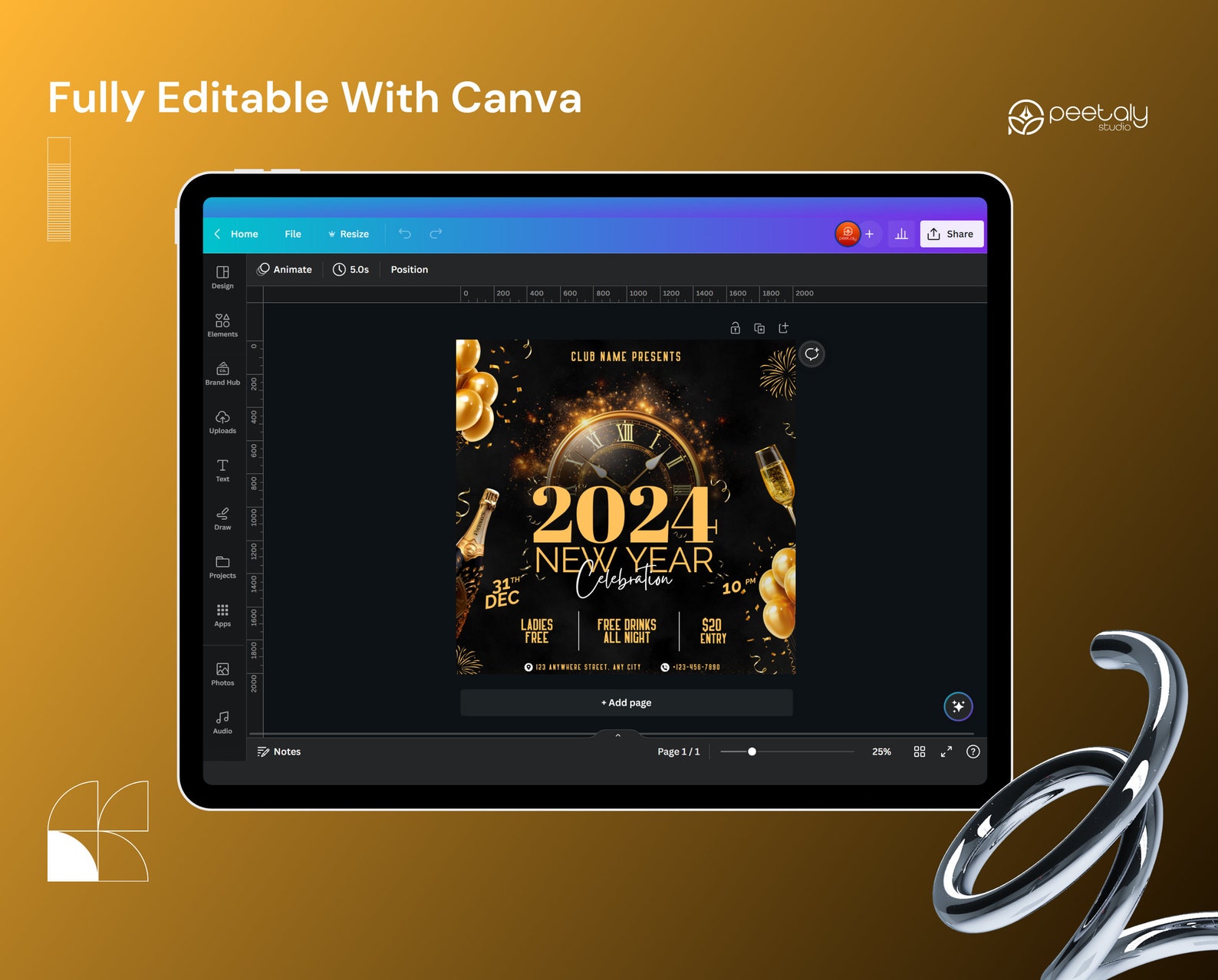 New Year Flyer Template for Canva, DIY Event Flyer, New Year Flyer ...