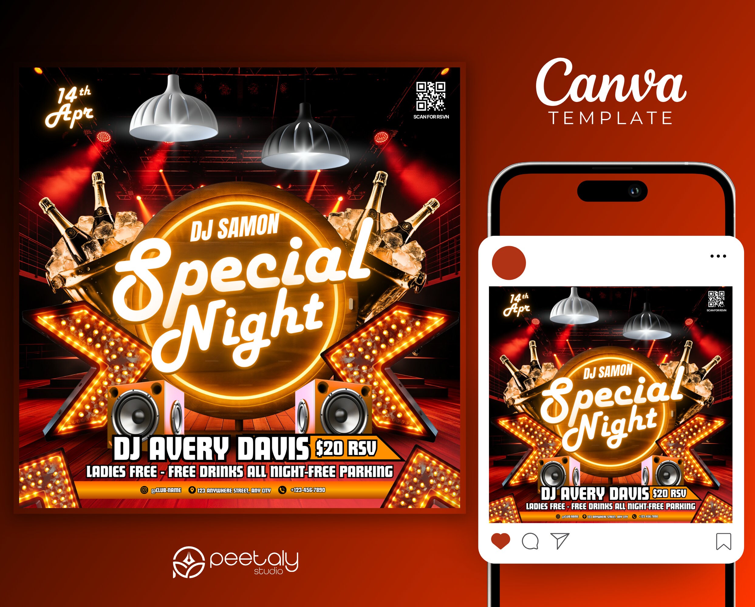 Editable Club Flyer Template for Canva, DIY Event Flyer, Party Flyer ...