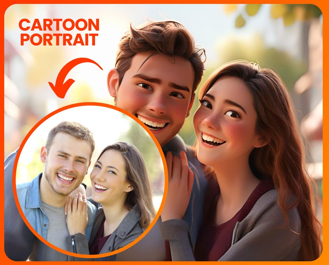 Custom Portrait From Photo,cartoon Portrait Animation,custom Couple ...