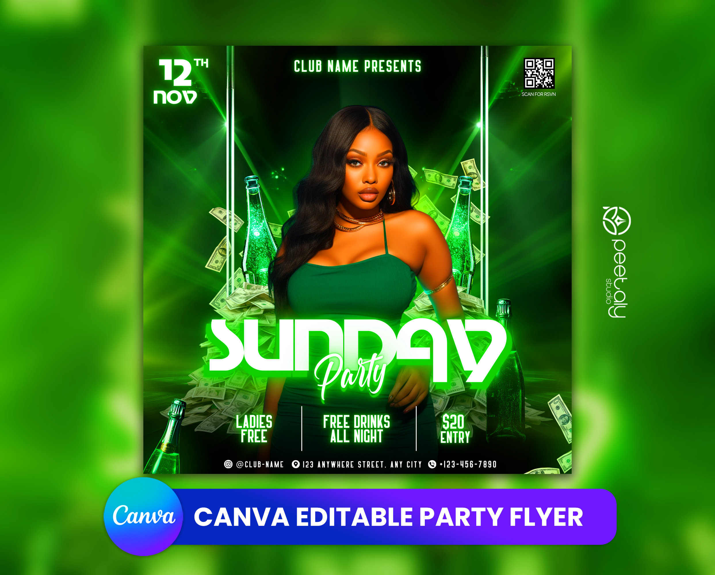 Editable Club Flyer Template for Canva, DIY Event Flyer, Party Flyer ...