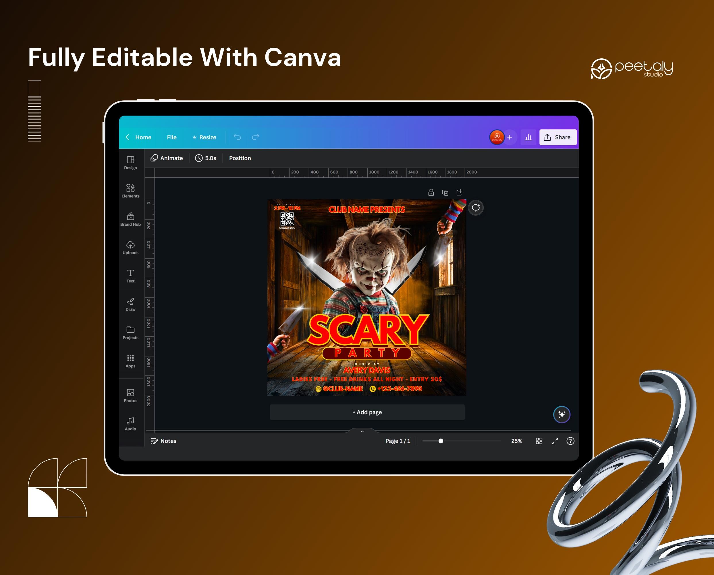 Editable Spooky Halloween Party Flyer, Social Media Template (canva) - Etsy