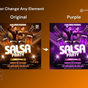 Salsa Night Party Flyer, Brown Carnival Design (canva Template) - Etsy