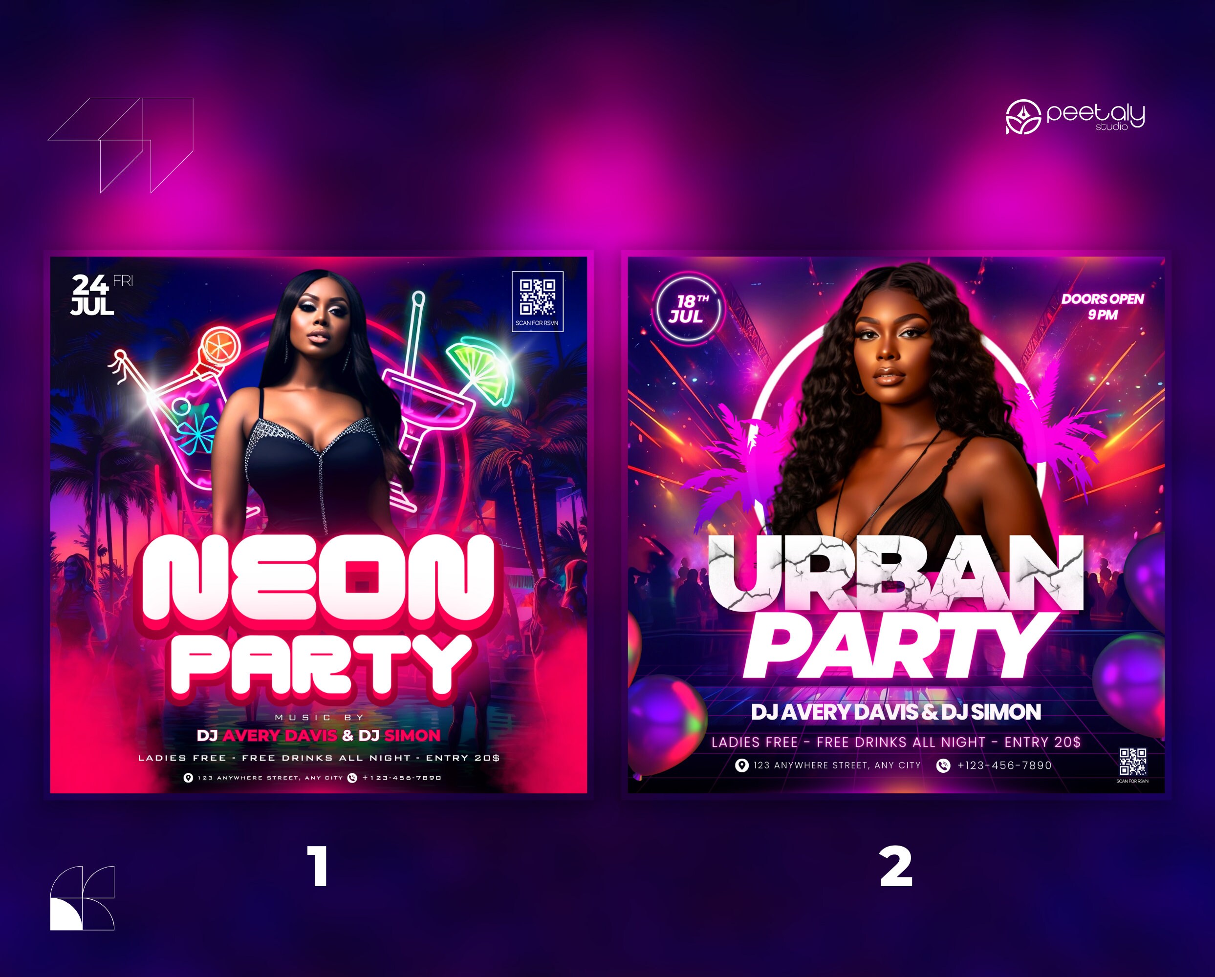 BUNDLE 4 Editable Party Club Flyer Templates for Canva, DIY Event Flyer ...