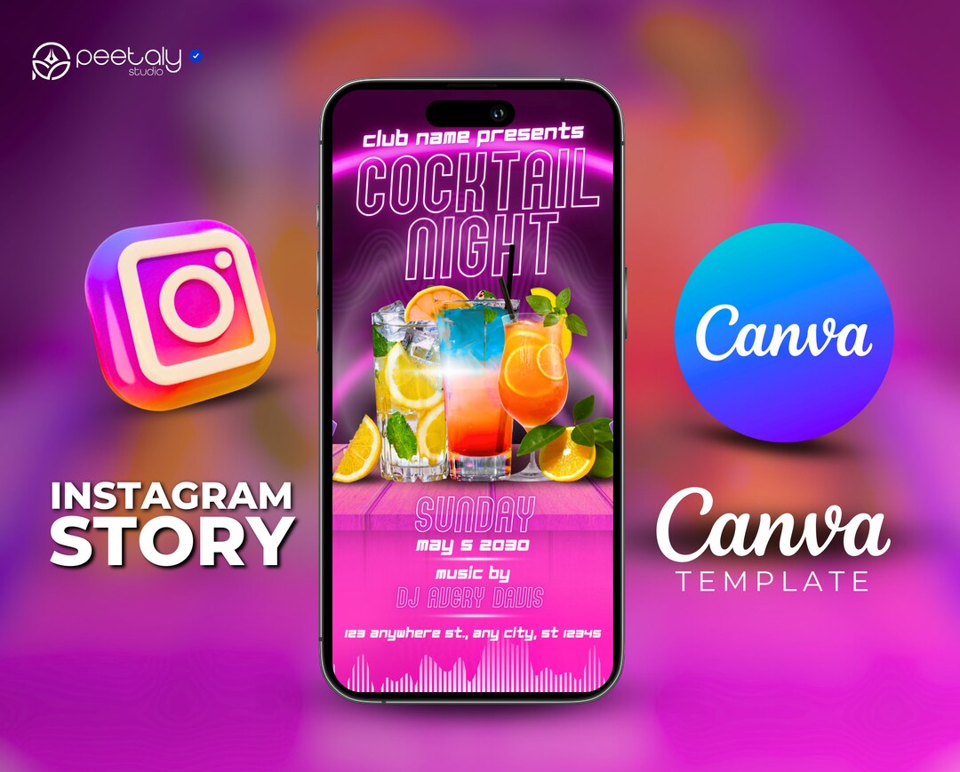 Editable Club Instagram Story Template for Canva, Instagram Story ...