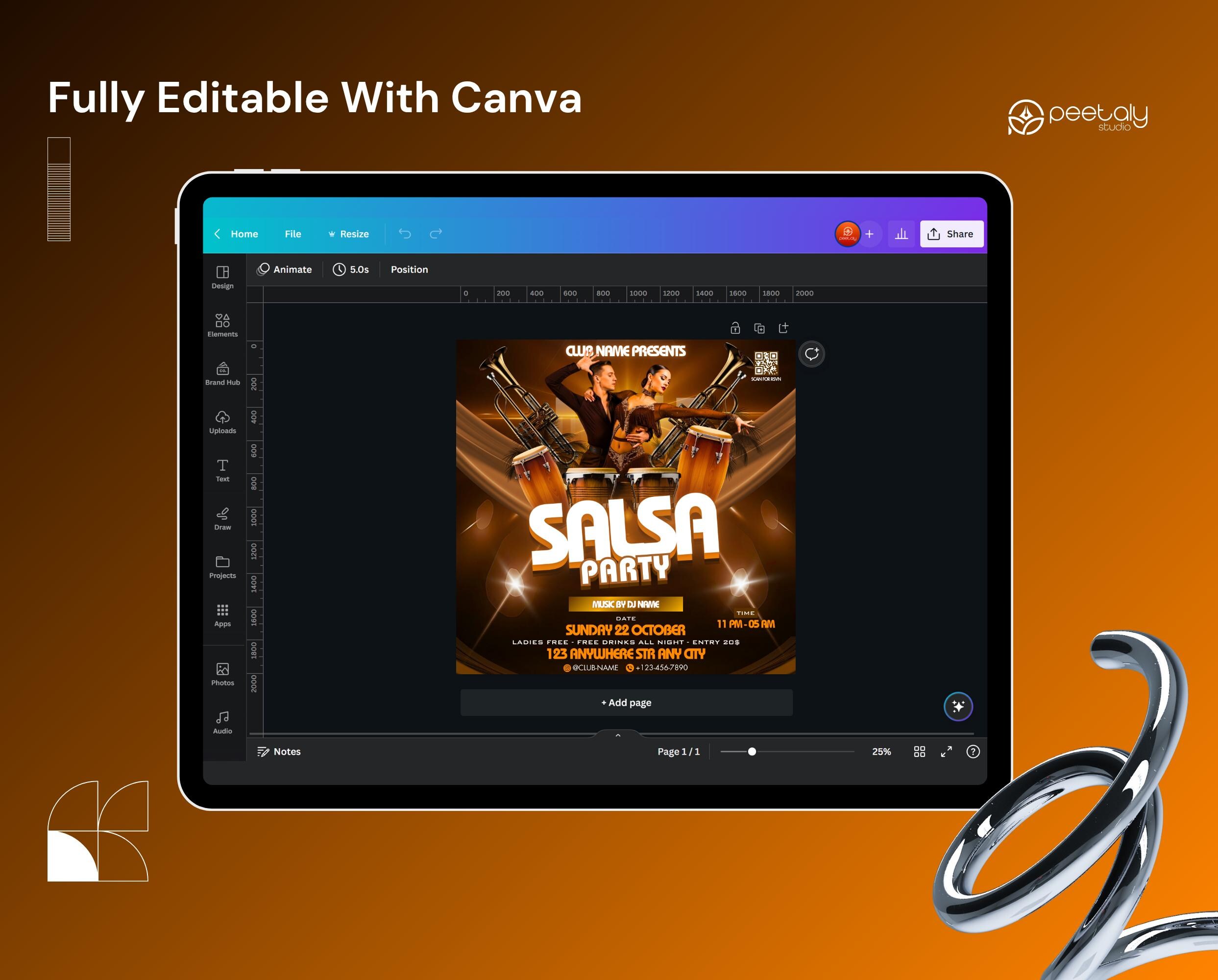 Salsa Night Party Flyer, Brown Carnival Design (canva Template) - Etsy