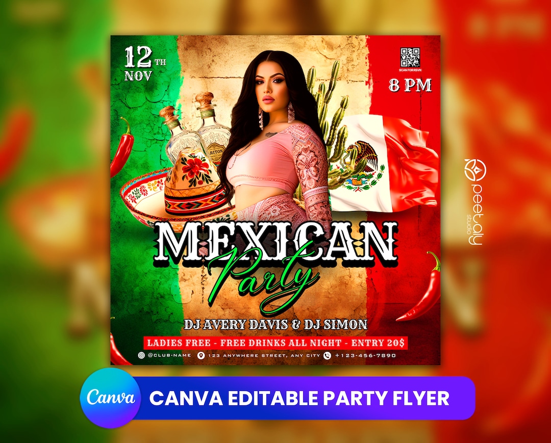 Editable Cinco De Mayo Party Flyer Template, Mexican Club Event (canva ...