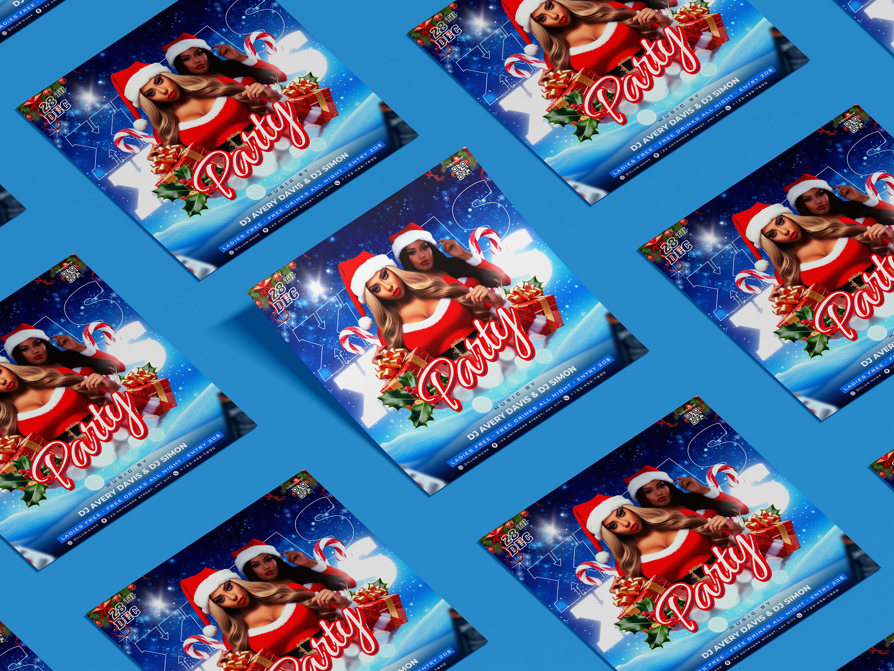 Christmas Party Flyer Template, Canva Editable Design (digital Download ...