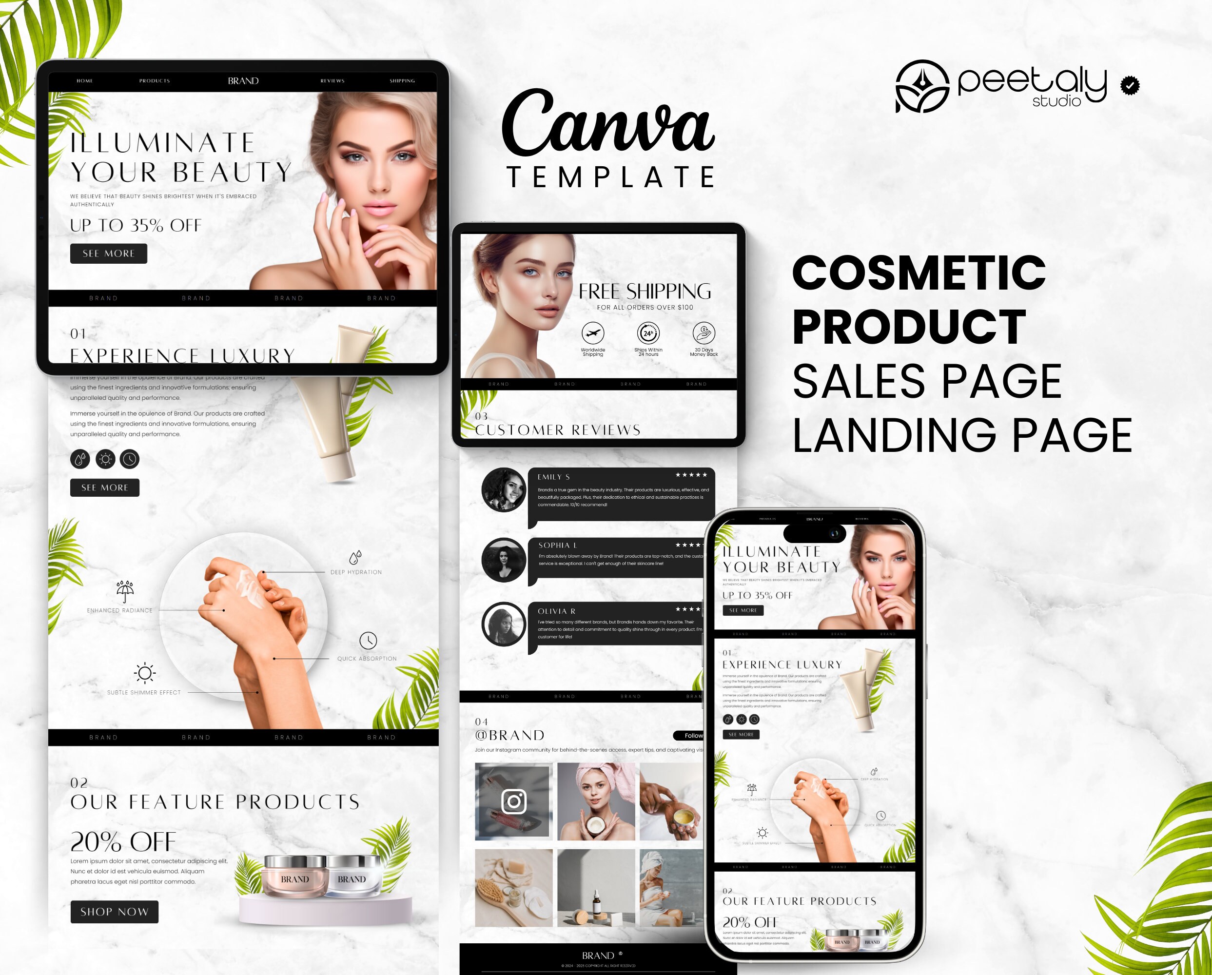 Canva Website Template for Cosmetic Products, Skin Care, Minimal Clean ...