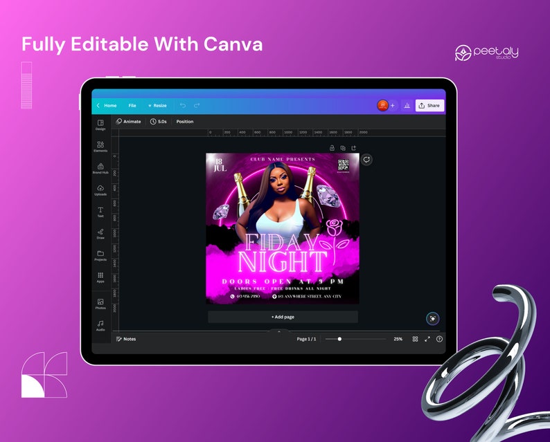 Editable Club Flyer Template for Canva, DIY Event Flyer, Party Flyer ...