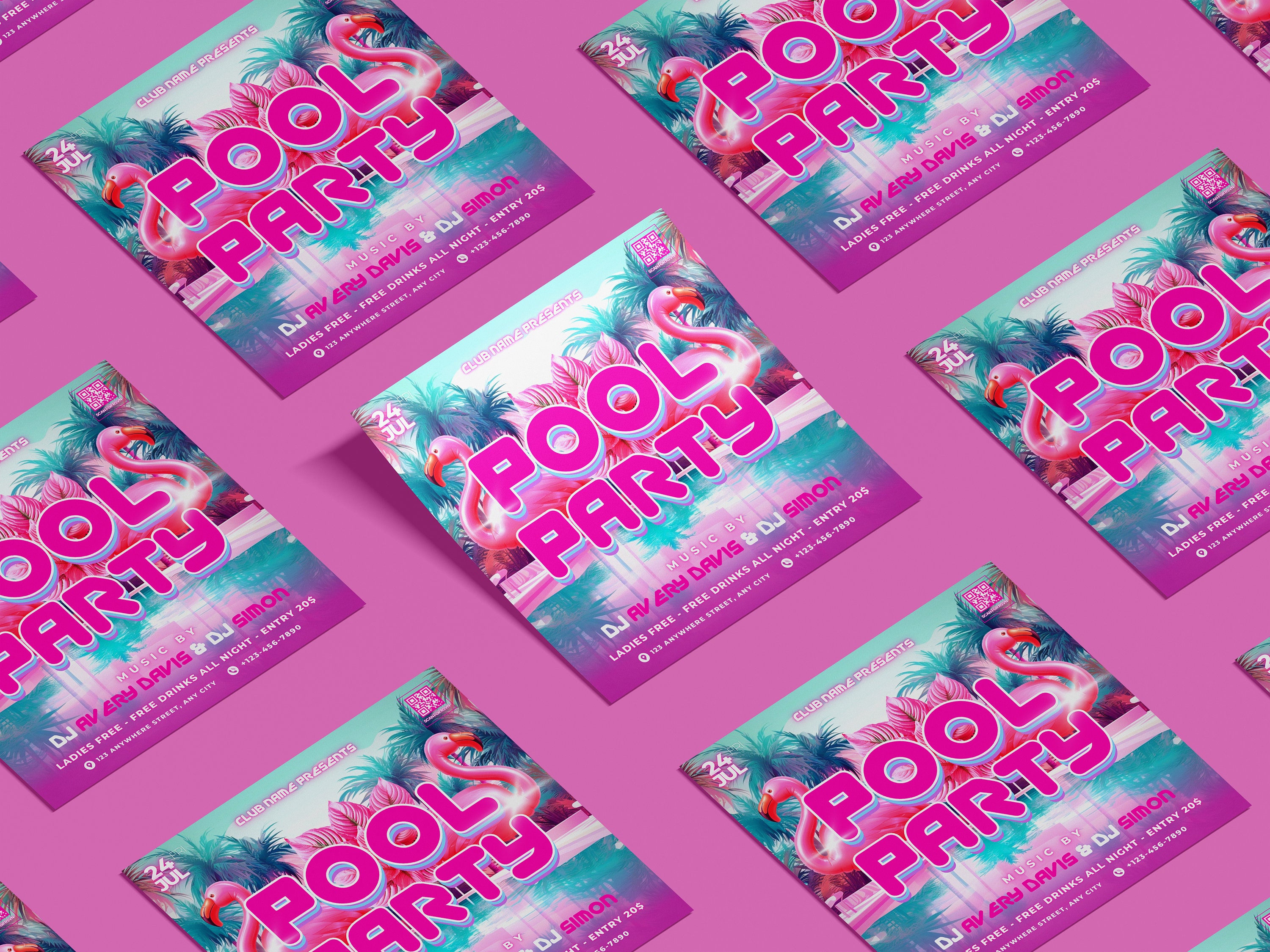 Pool Party Flyer, Social Media Pool Party Announcement Editable Summer ...