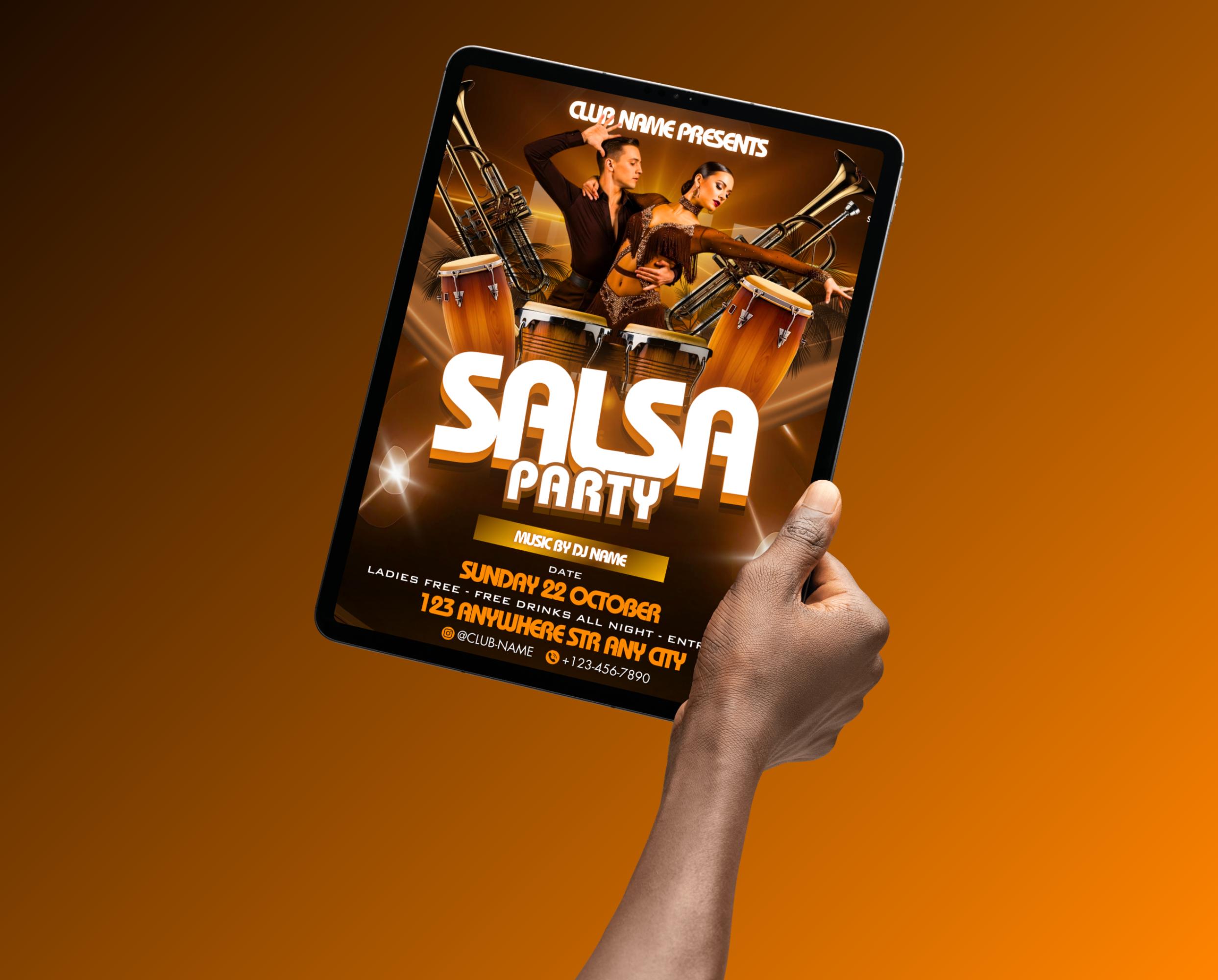 Salsa Night Party Flyer, Brown Carnival Design (canva Template) - Etsy