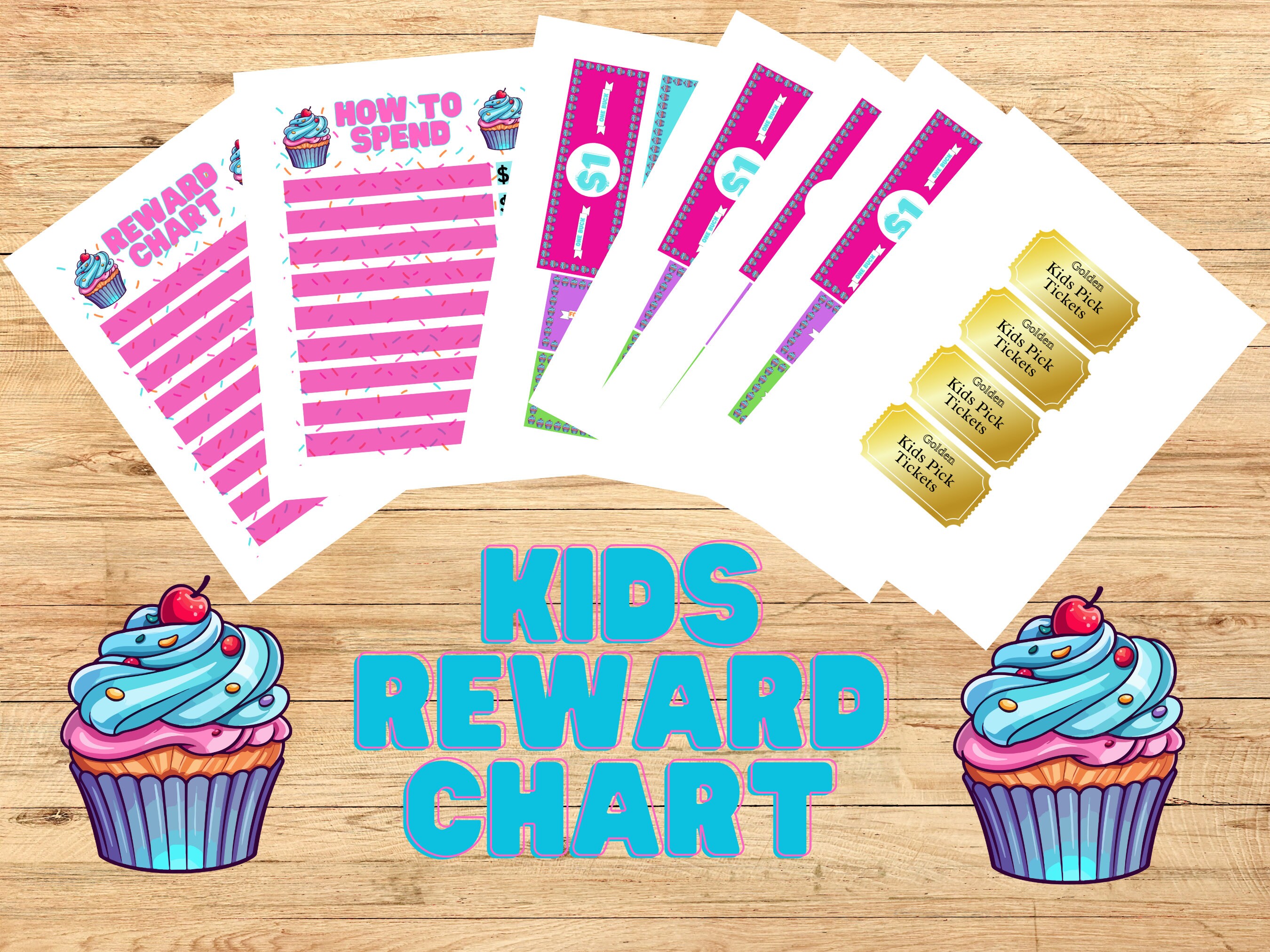 Kids Cupcake Themed Reward Chart - Etsy